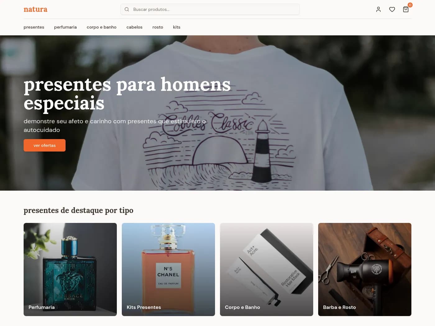 Presentes Masculinos - Inspirado no Site da Natura
