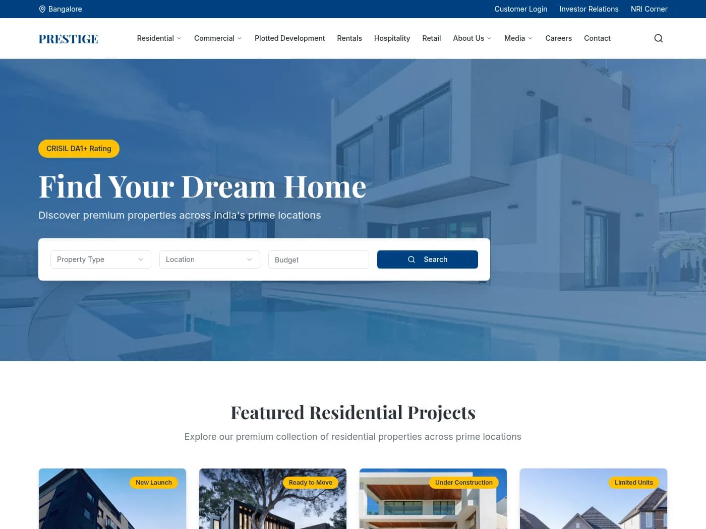 Prestige Real Estate Website Clone