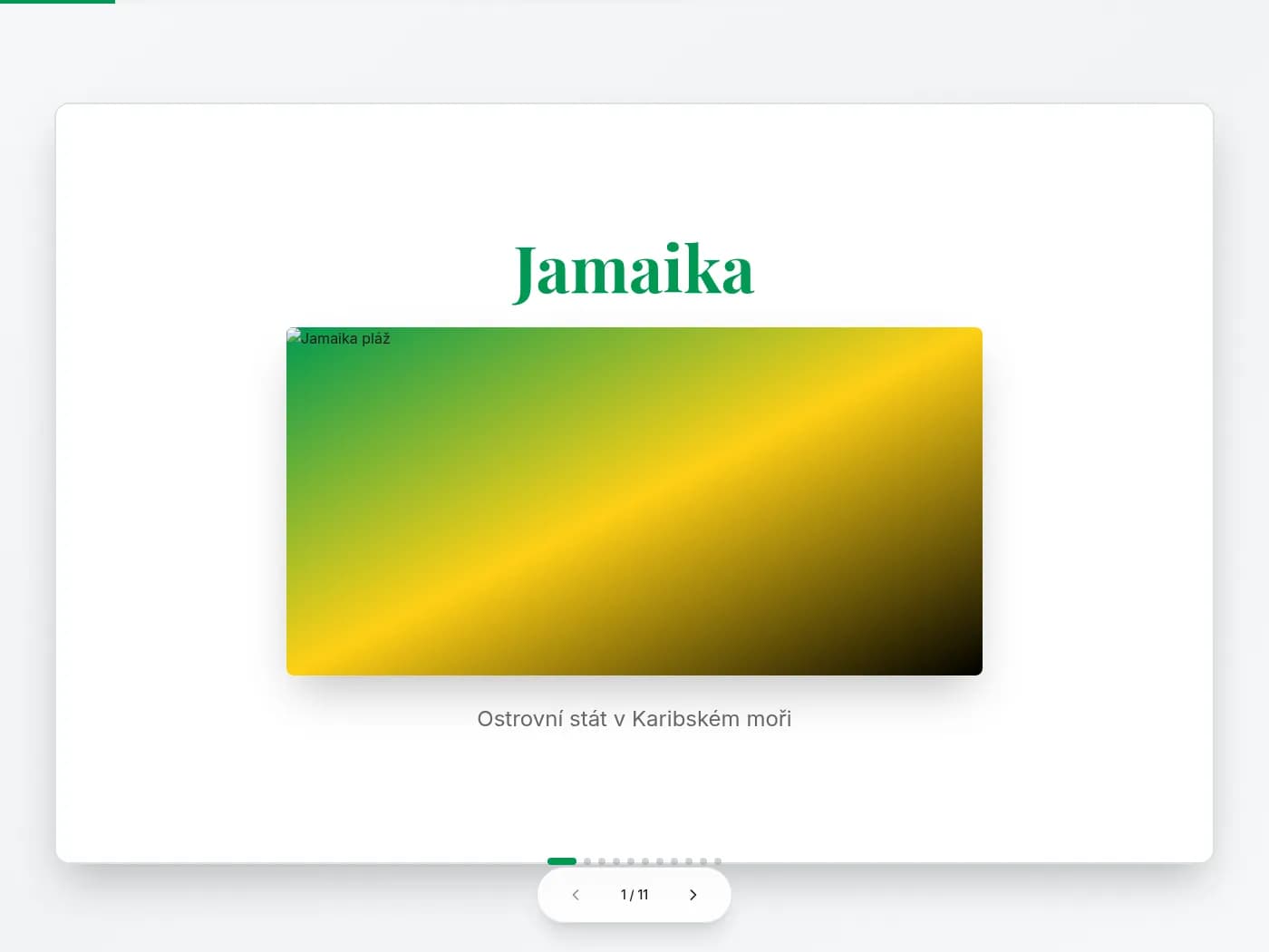 Interaktivní prezentace o státě Jamaika