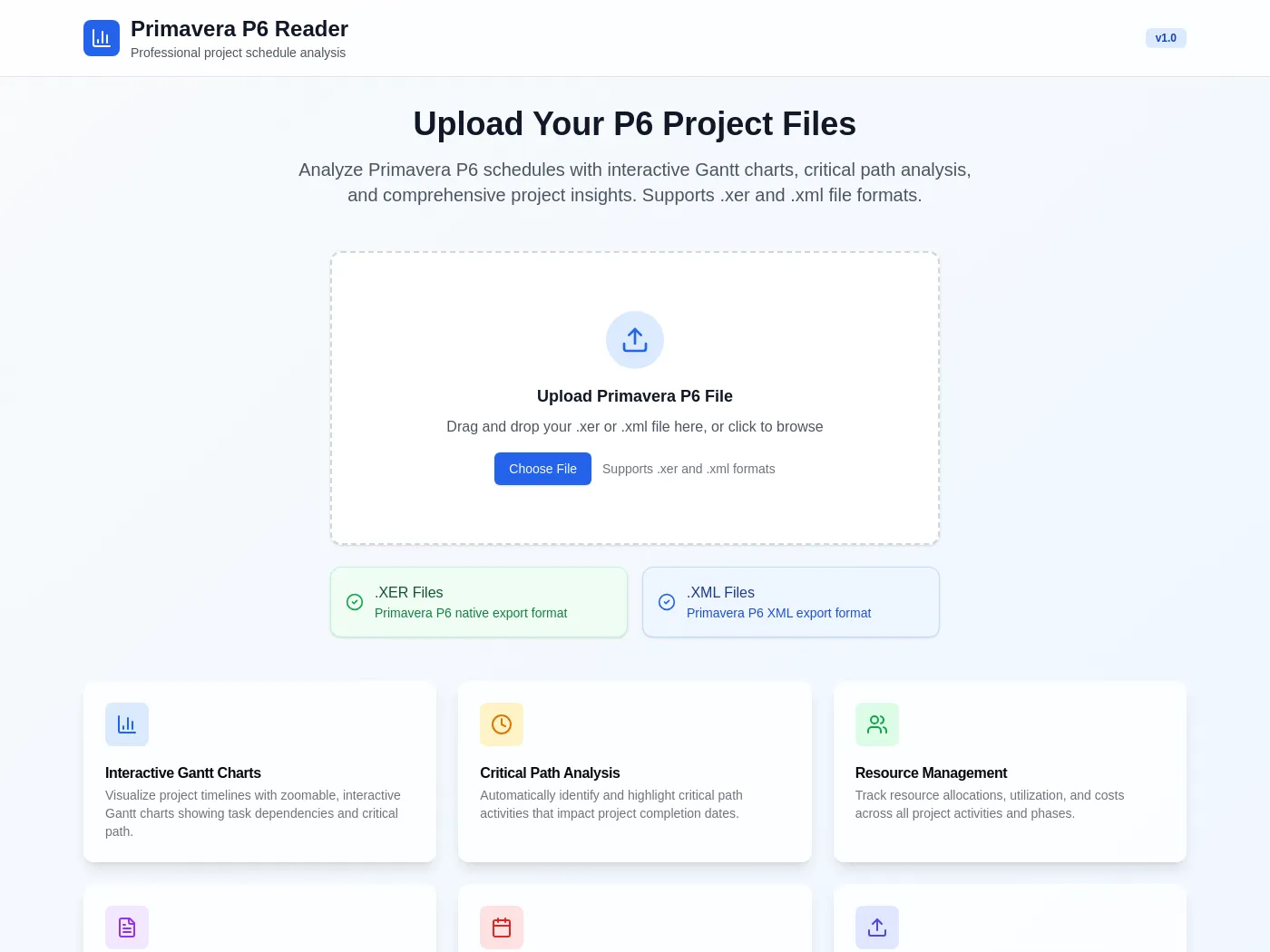 Primavera P6 Project Reader