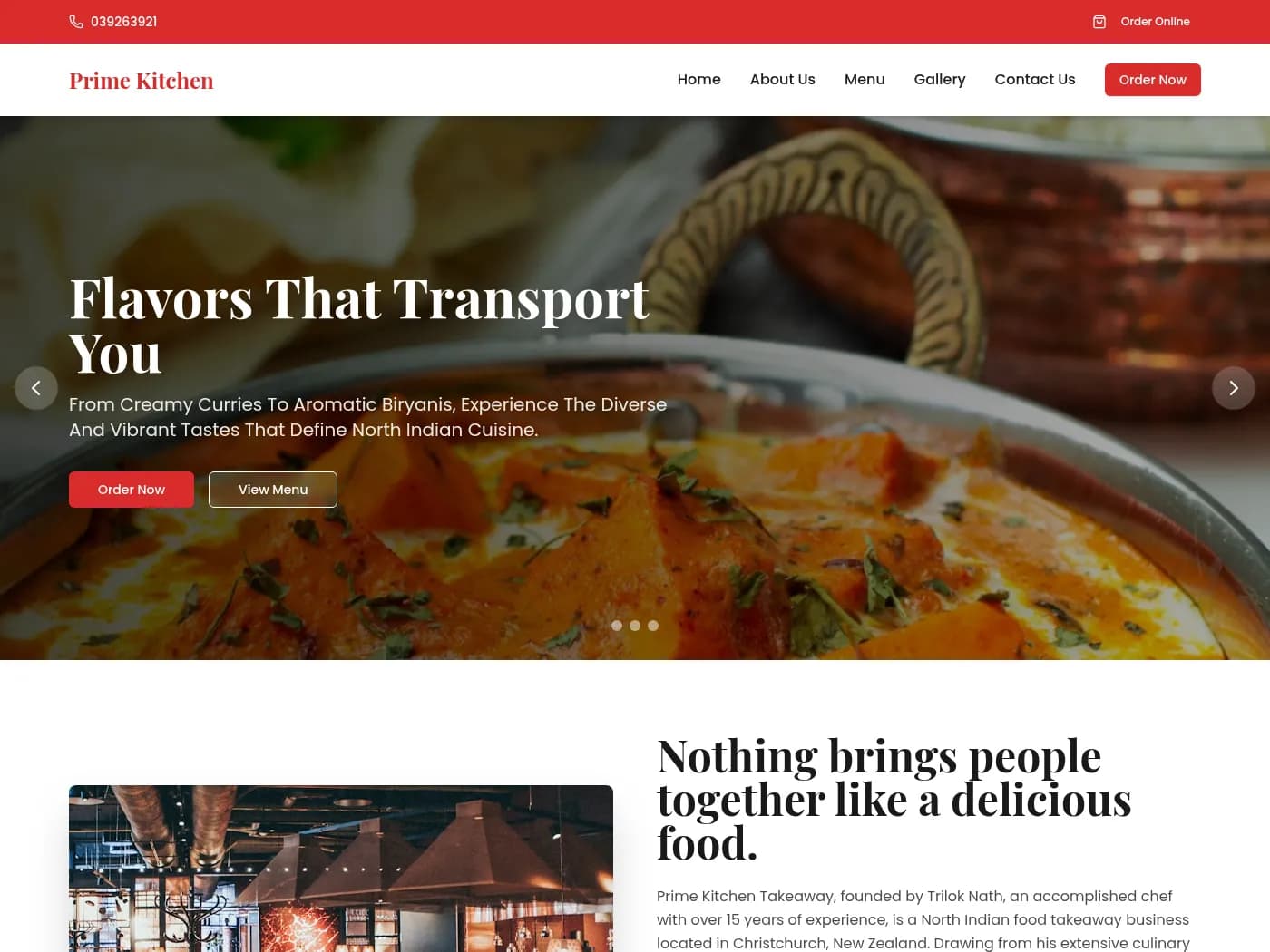 Prime Kitchen Takeaway Website Clone