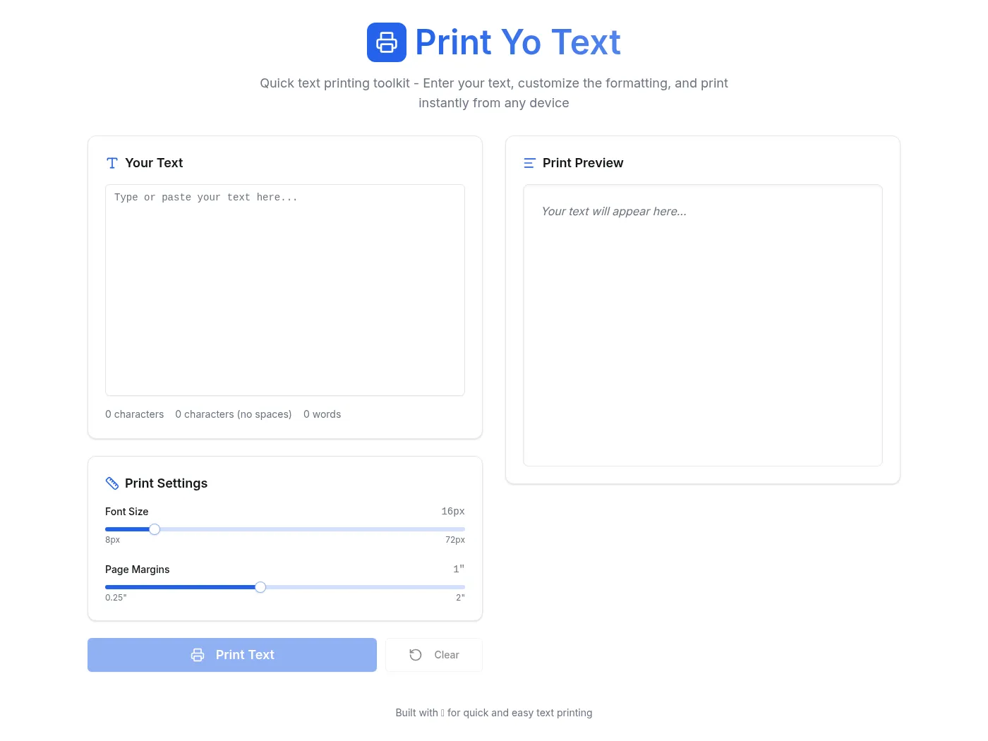 Print Yo Text: Quick Text Printing Toolkit