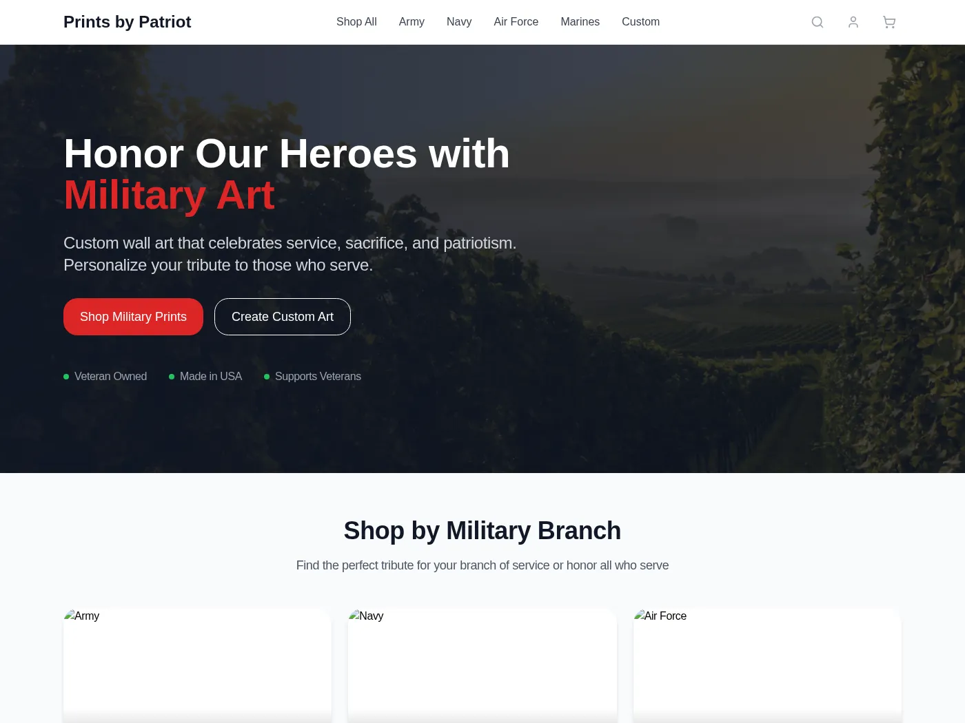 Prints by Patriot: Custom Military-Inspired Wall Art Store