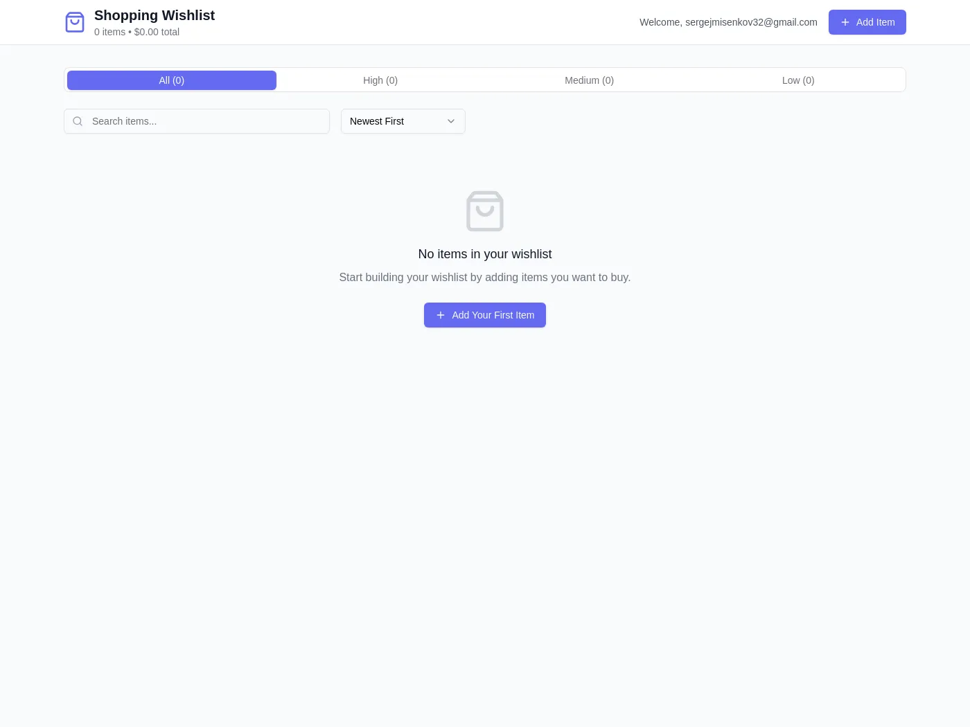 Priority-Based Shopping Wishlist Dashboard