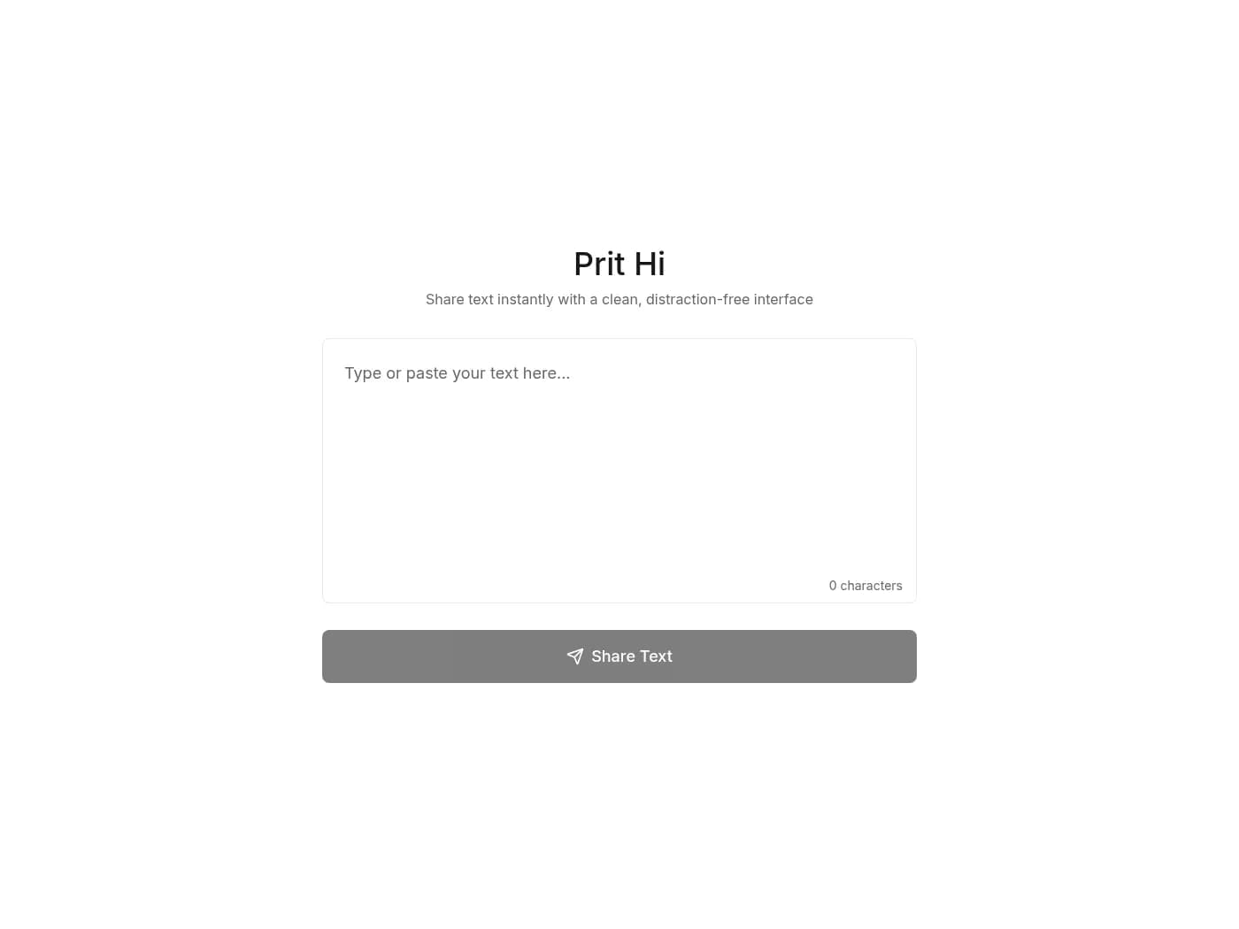 Prit Hi: Minimal Text Sharing Platform
