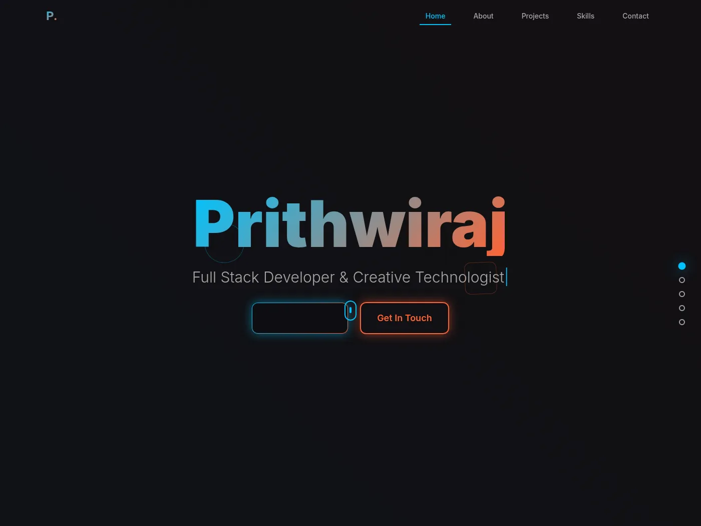 Prithwiraj's Futuristic Portfolio Website