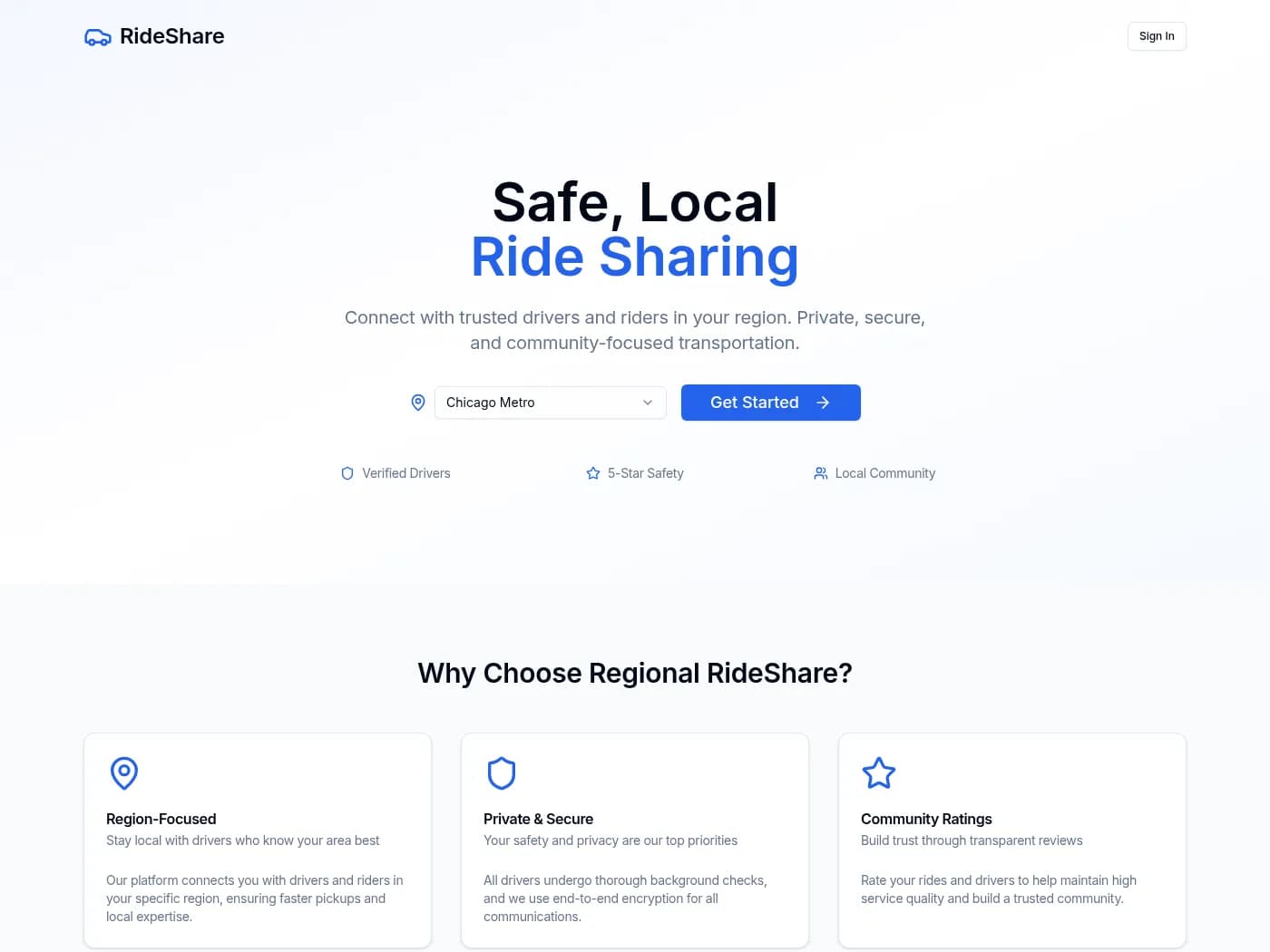 Private Region-Based Rider Share App