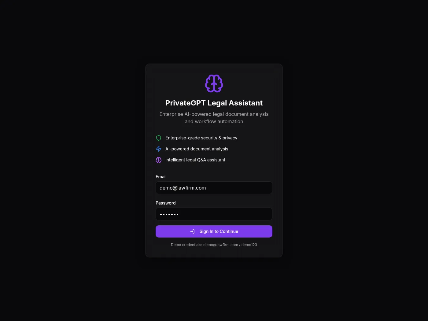 PrivateGPT Legal Assistant - Interactive Demo