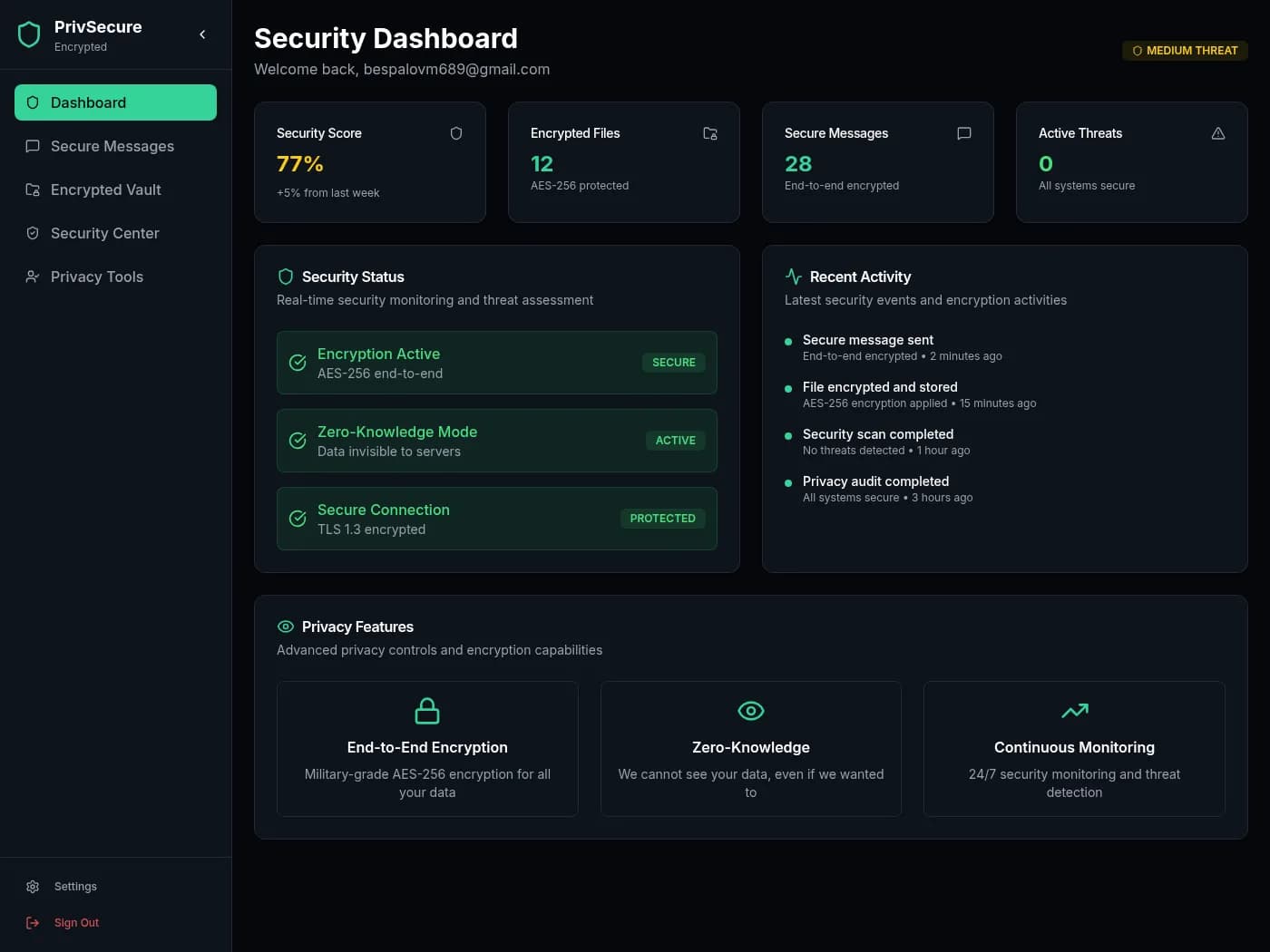 PrivSecure: End-to-End Encrypted Privacy App