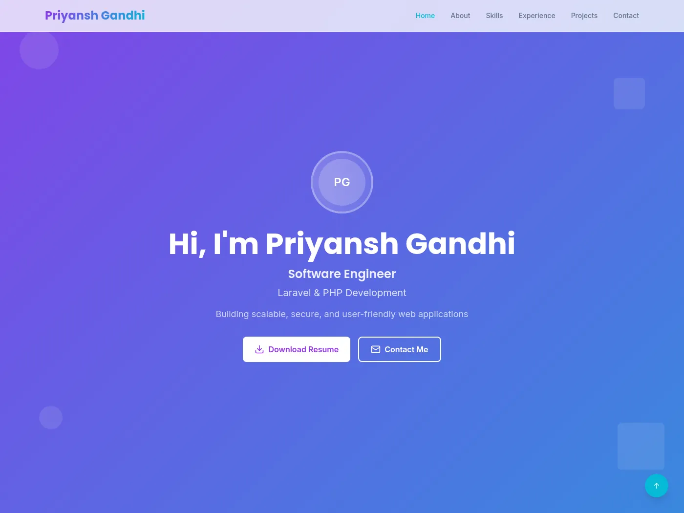 Priyansh Gandhi - Creative Dark Themed Portfolio Website