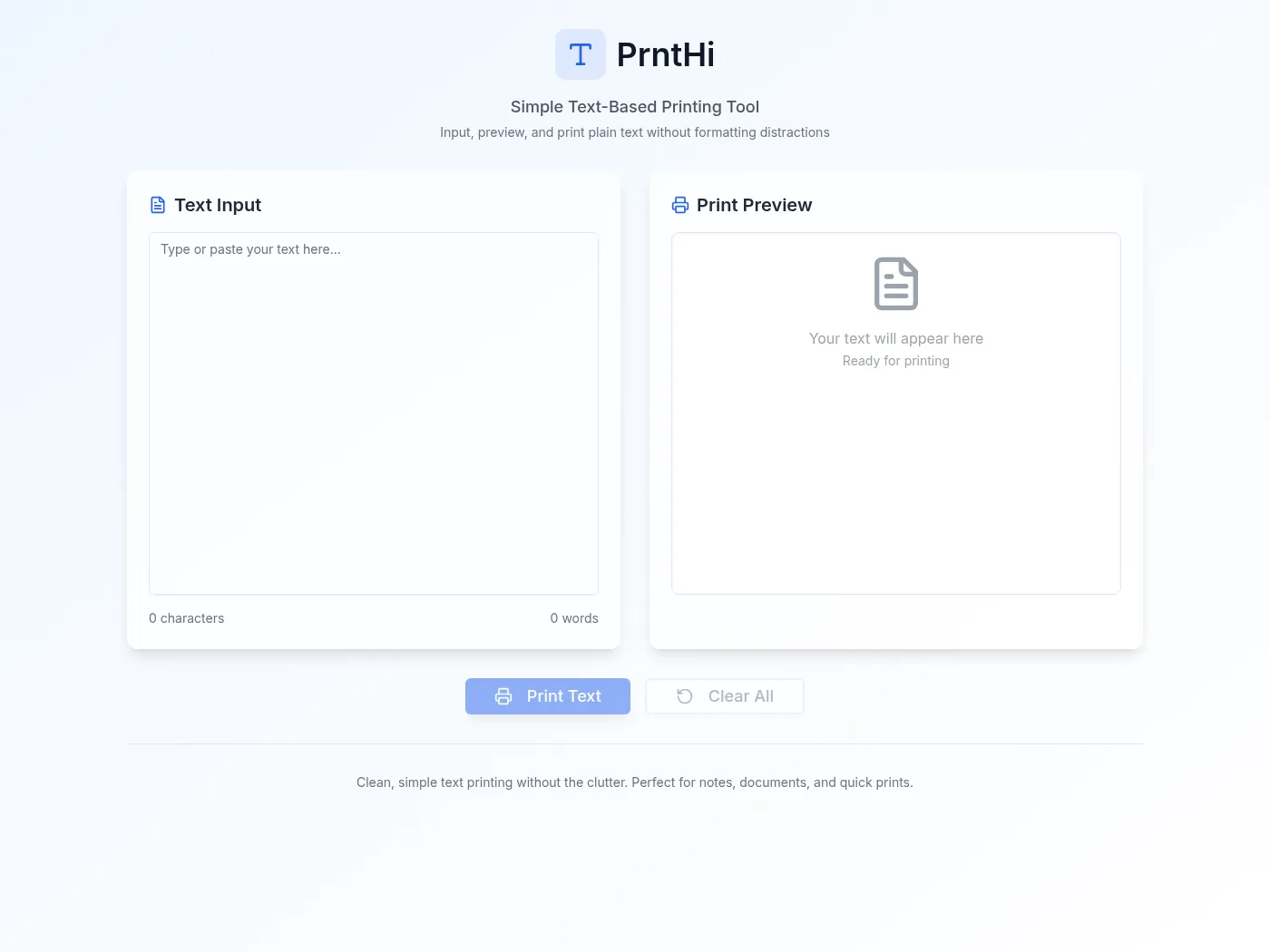 PrntHi: Simple Text-Based Printing Tool