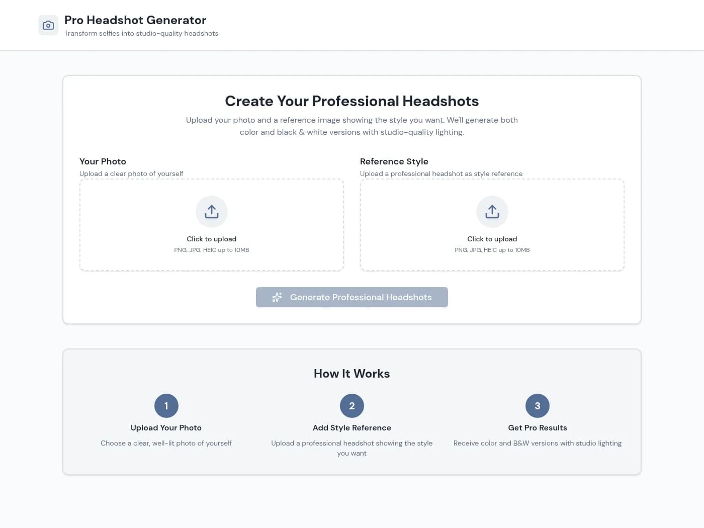 Pro Headshot Generator SaaS