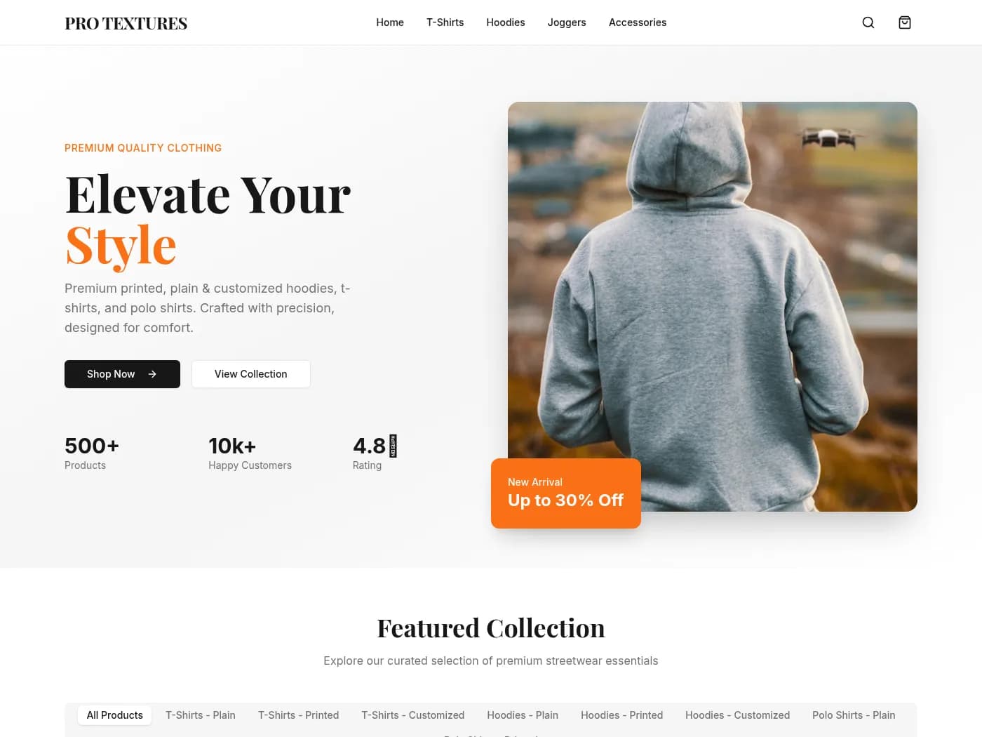 PRO TEXTURES Premium Clothing E-Commerce Web App