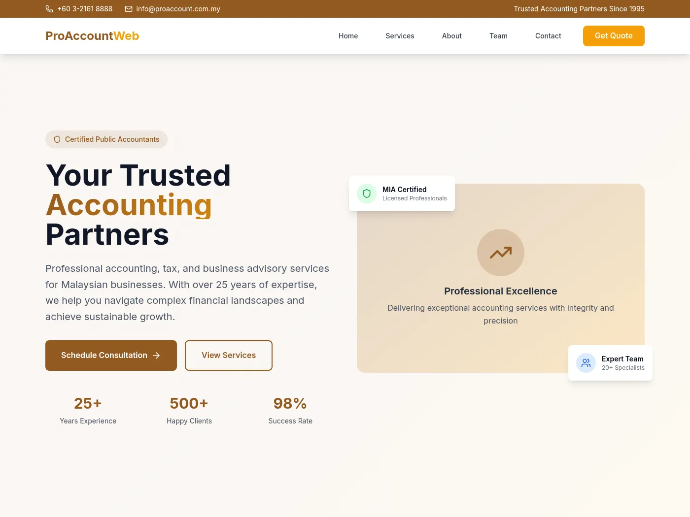 ProAccount Web: Modern Website for Accounting Firms