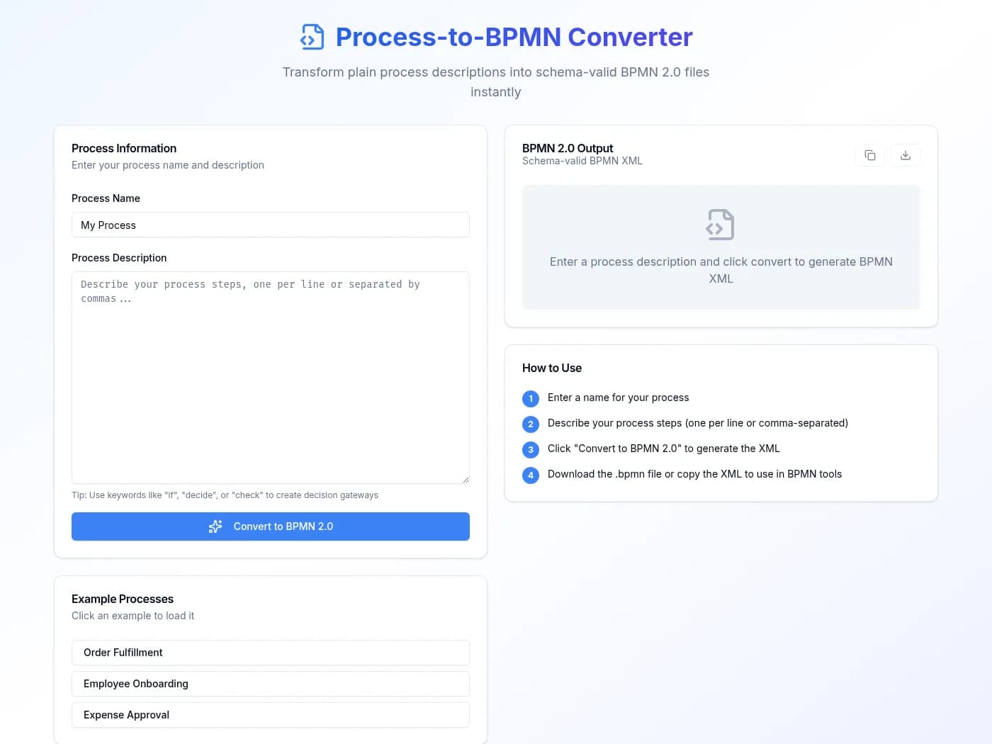 Process-to-BPMN Converter Web App