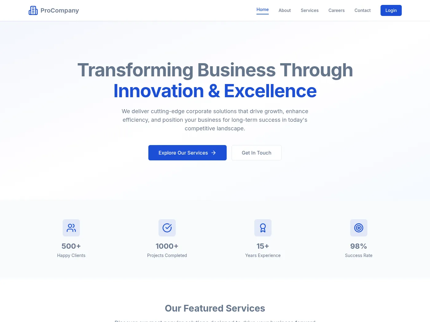 ProCompany Web Portal – Modern Responsive Corporate Website Solution
