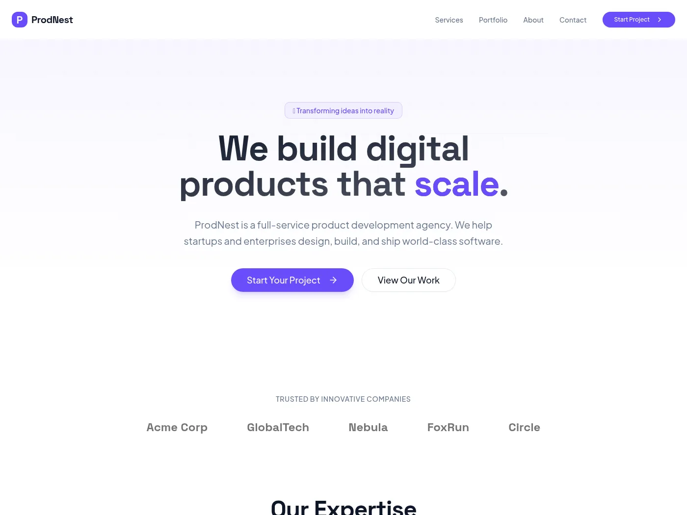 ProdNest Agency Website