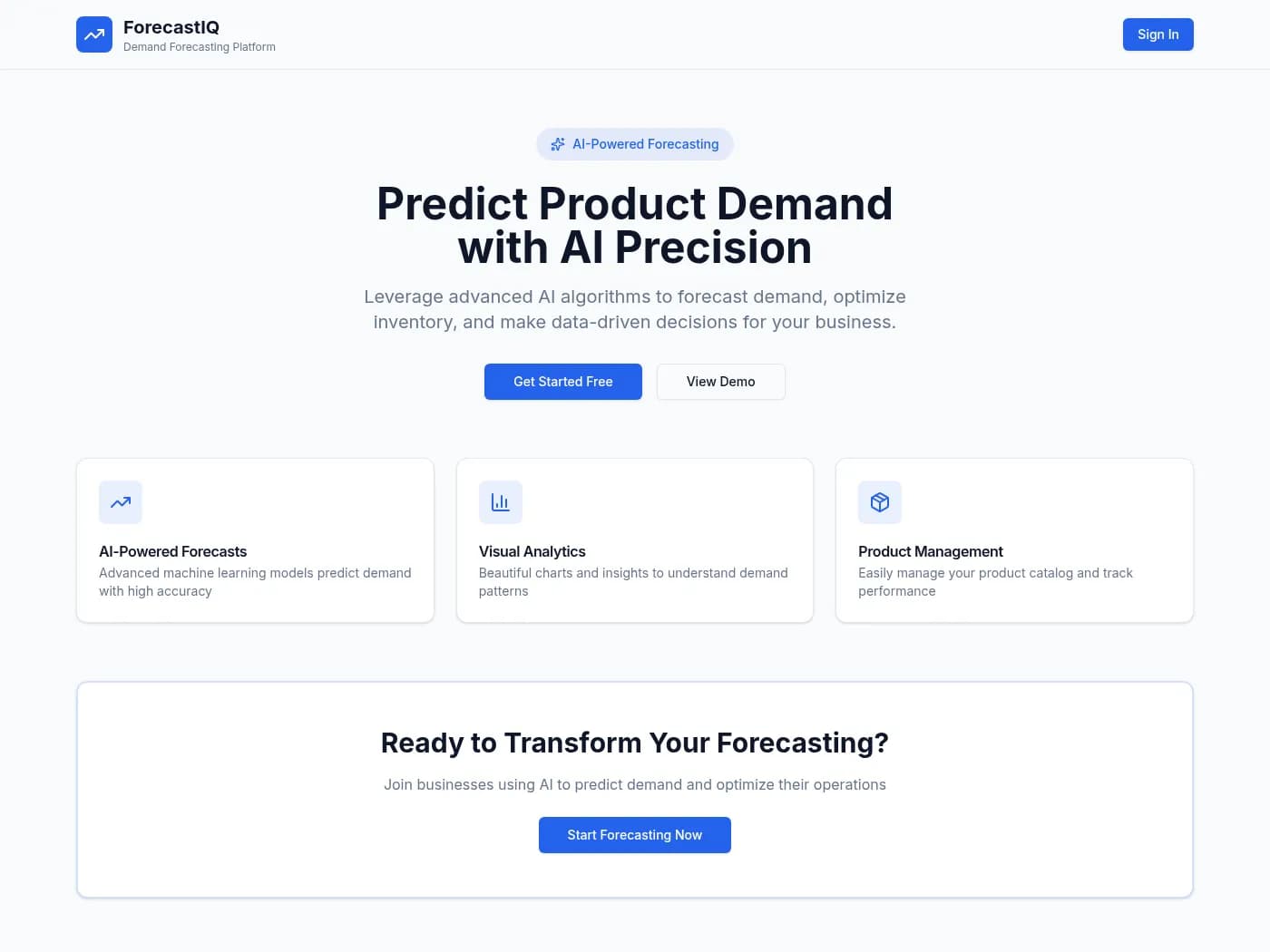 Product Demand Forecasting SaaS Platform