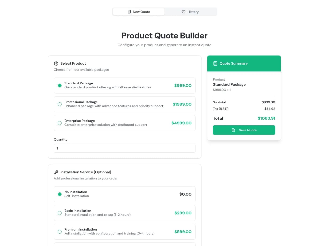 Instant Product Quoter