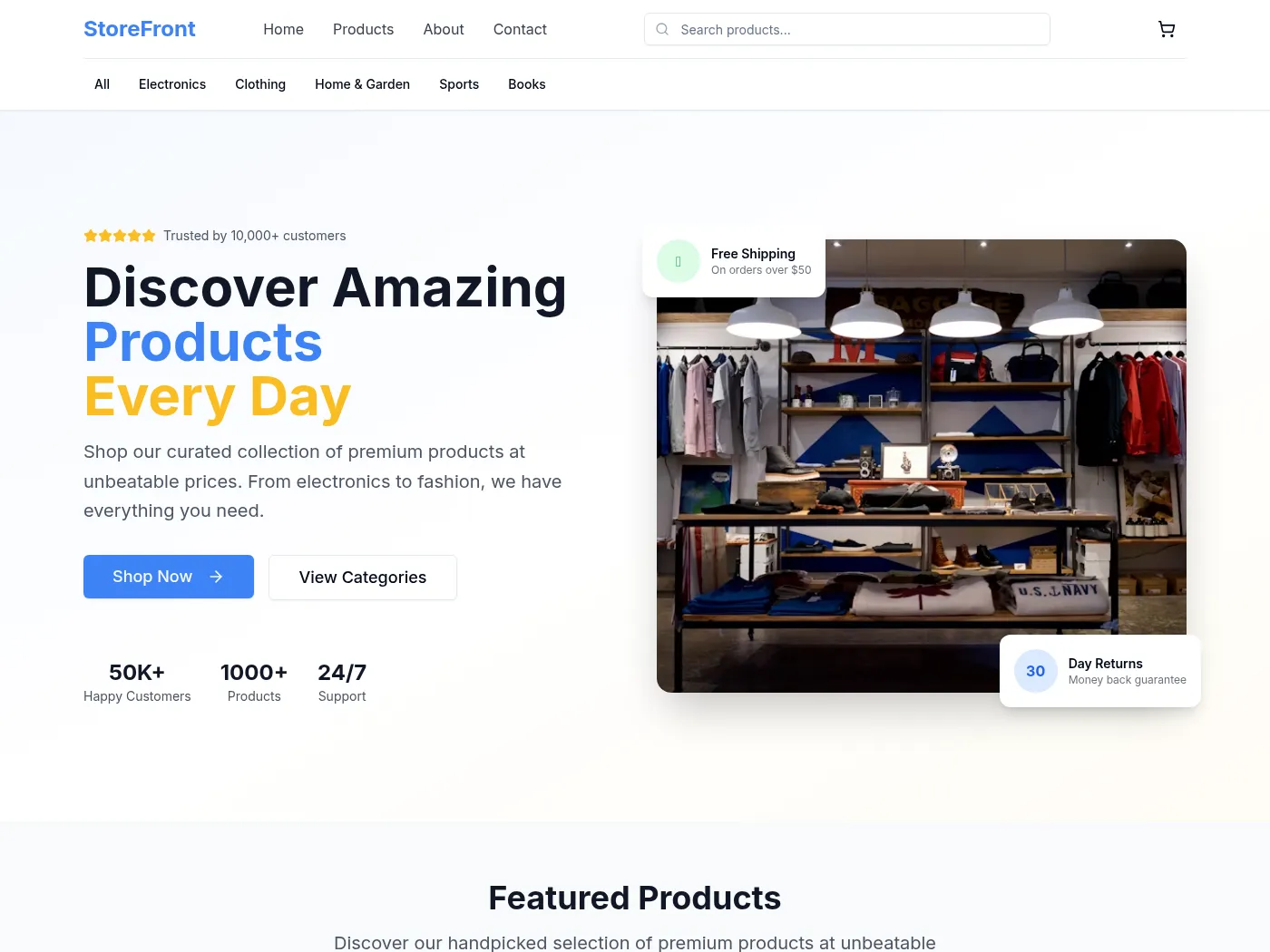 Product Storefront Website