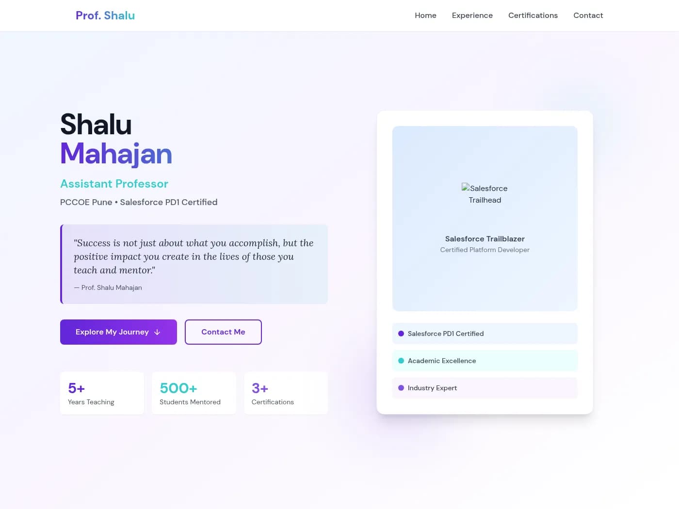 Prof. Shalu Mahajan's Portfolio & Blog Website
