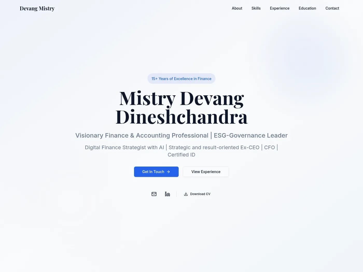 Professional Portfolio Website from CV