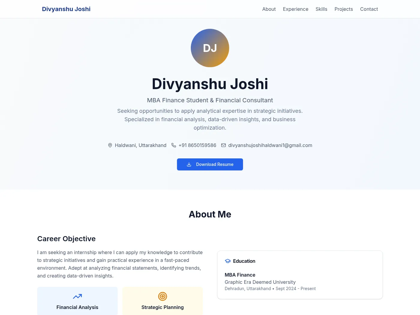Professional Portfolio Website