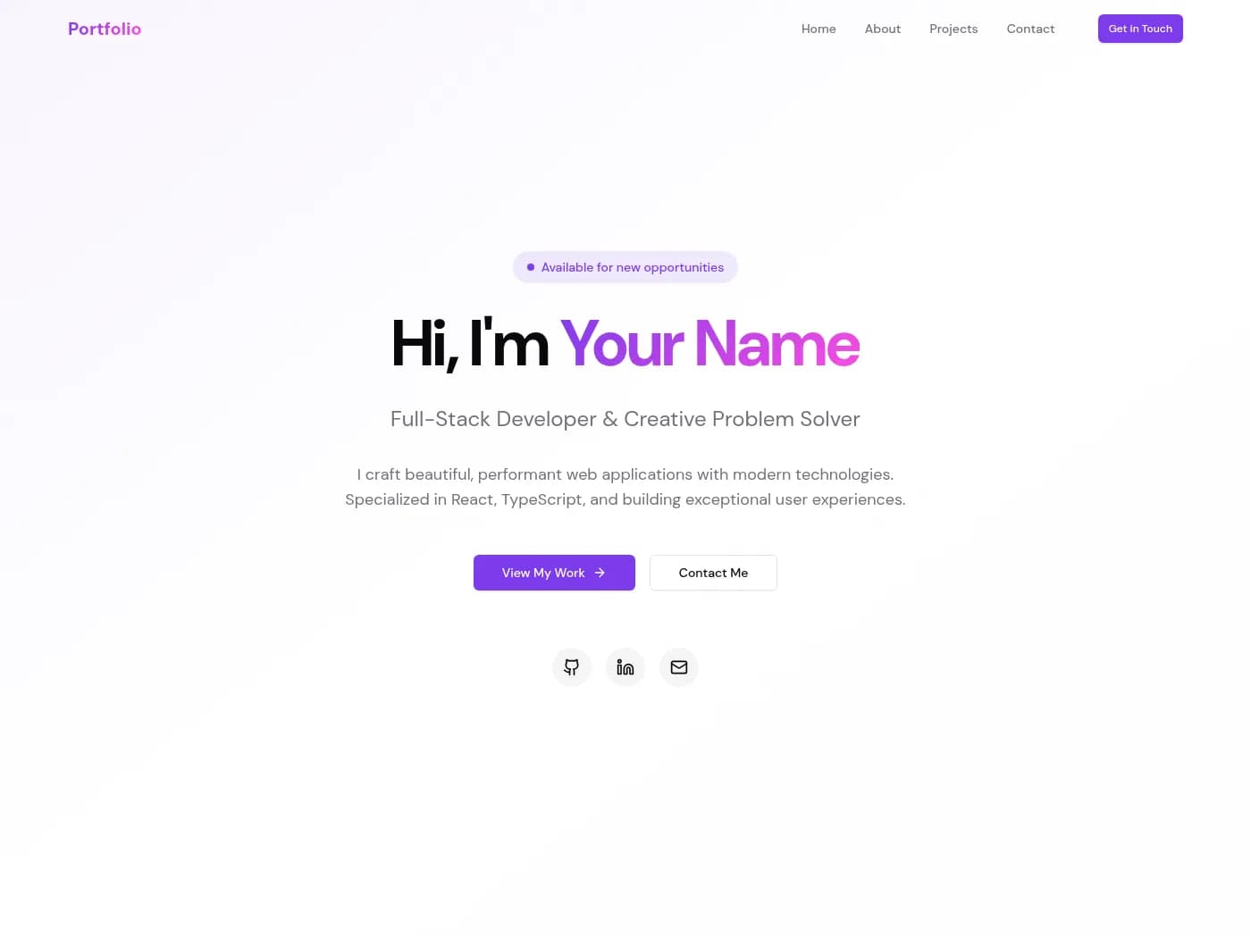 Professional React Portfolio