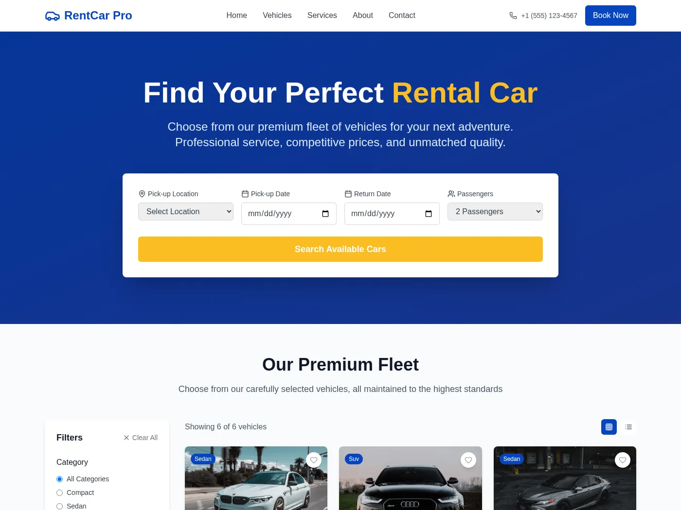 Professional Rent-a-Car Web App Template