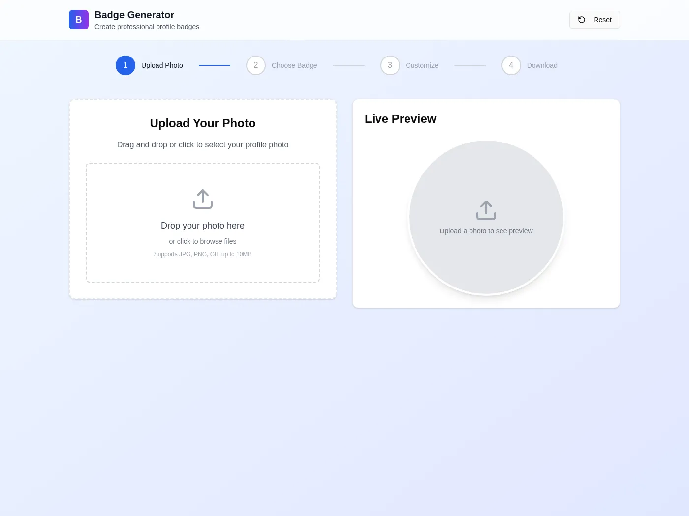 Profile Photo Badge Generator Web UI