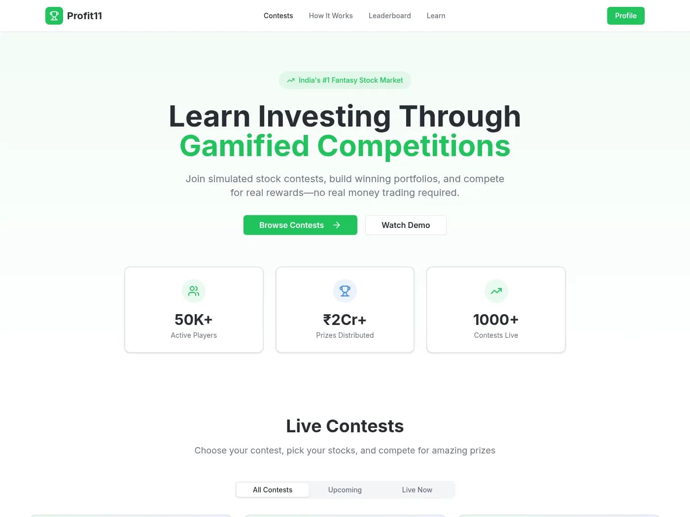 Profit11: Fantasy Stock Market & Learning Competition Platform