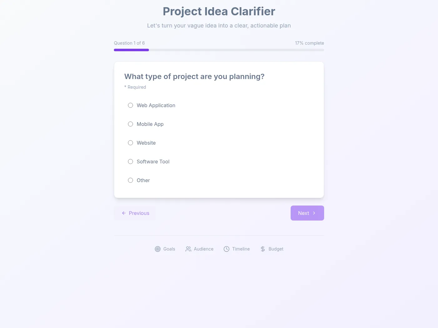 Project Idea Clarification Tool