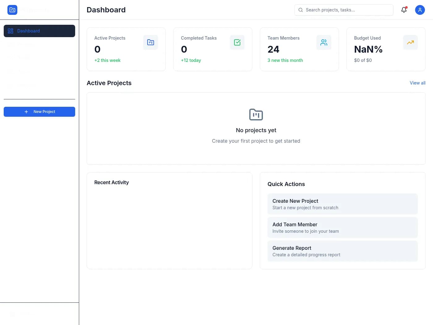 Professional Project Management Dashboard