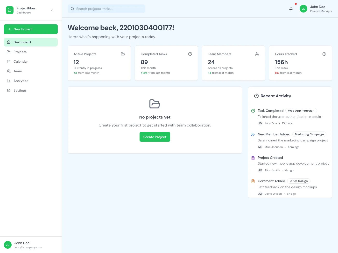 Project Management Dashboard
