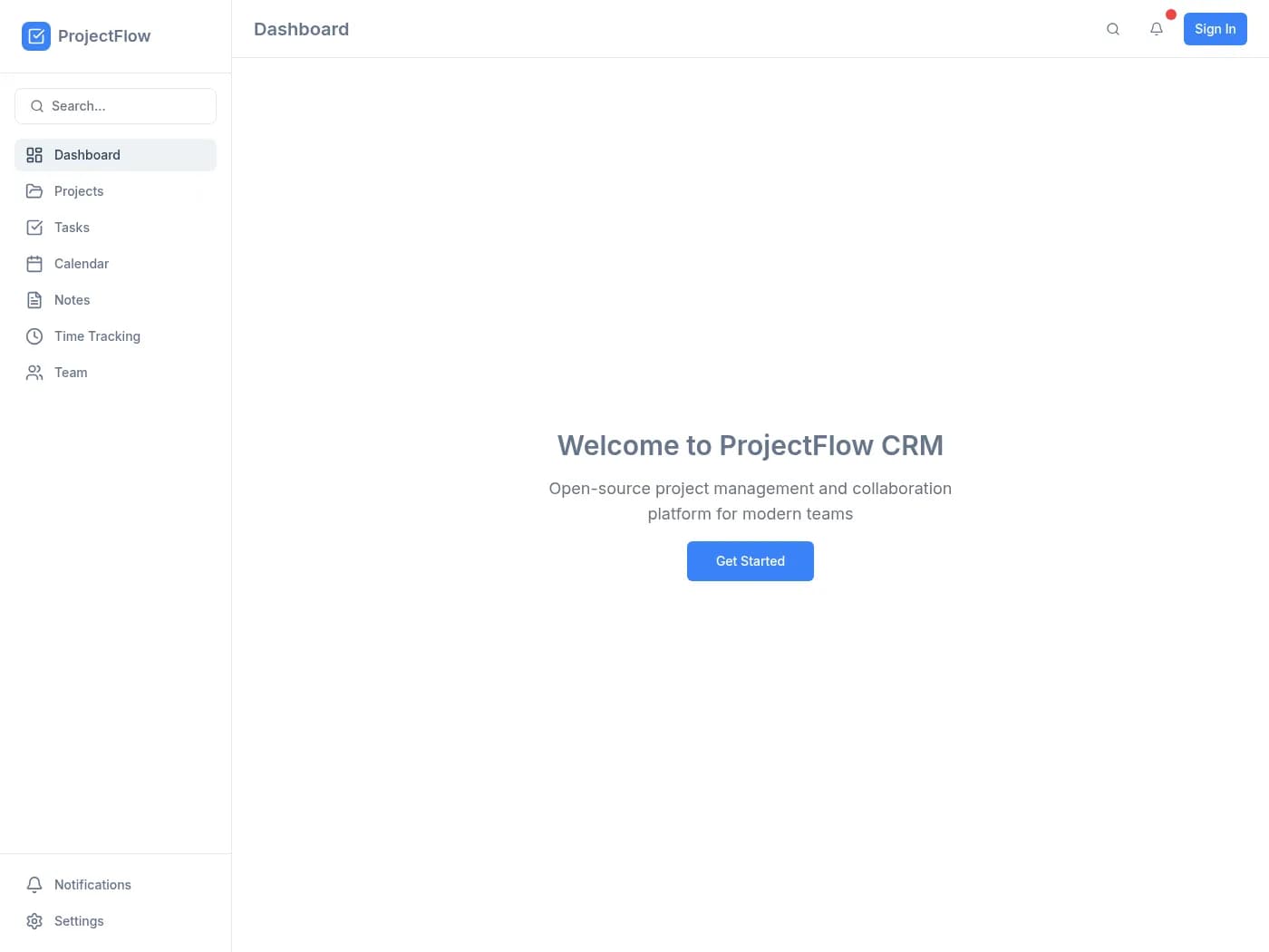 ProjectFlow CRM - Open Source Project Management & Collaboration Platform