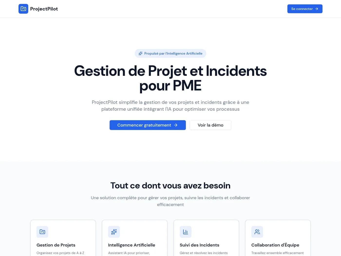 ProjectPilot: Gestion de Projet et Incidents pour PME avec IA