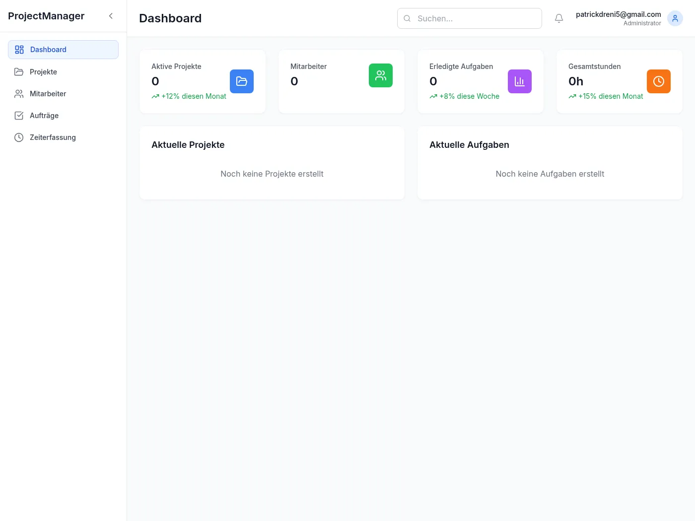Modernes Projektmanagement-Tool mit Zeiterfassung und individueller Auftragszuweisung
