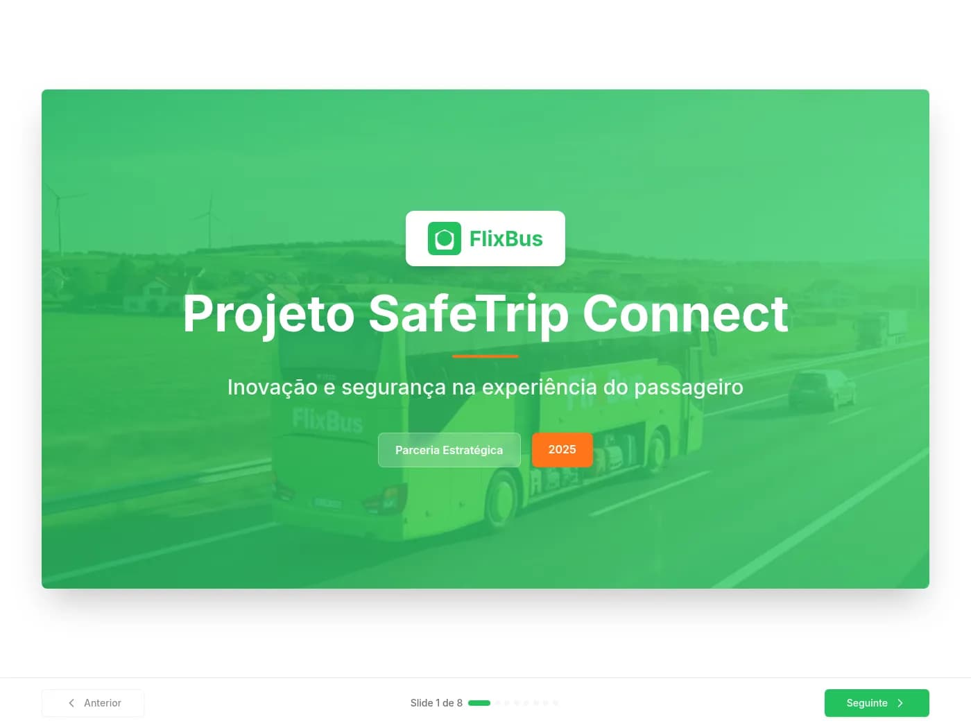 SafeTrip Connect – Parceria FlixBus: Apresentação Profissional de Proposta de Parceria