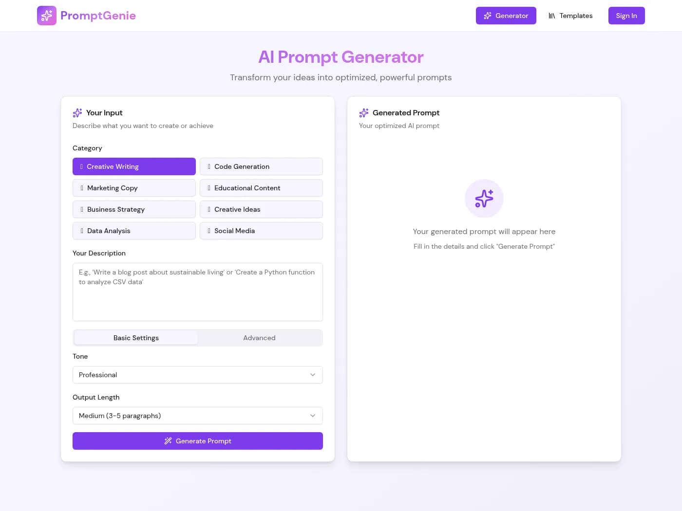 PromptGenie: Prompt Generator Super App