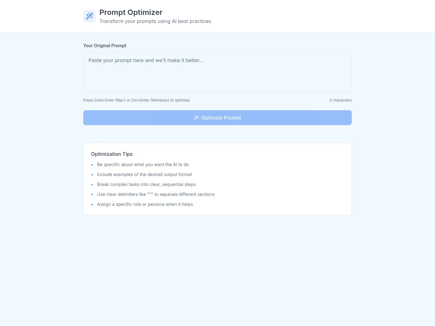 Prompt Optimizer Tool for Better AI Interactions
