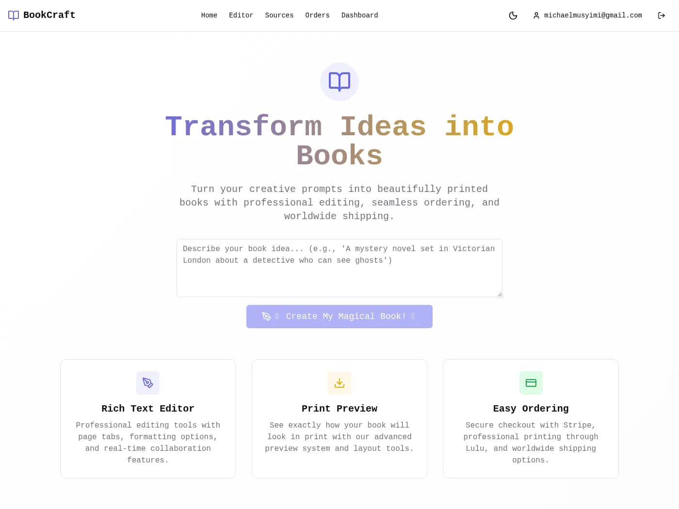 Prompt-to-Printed-Book Platform