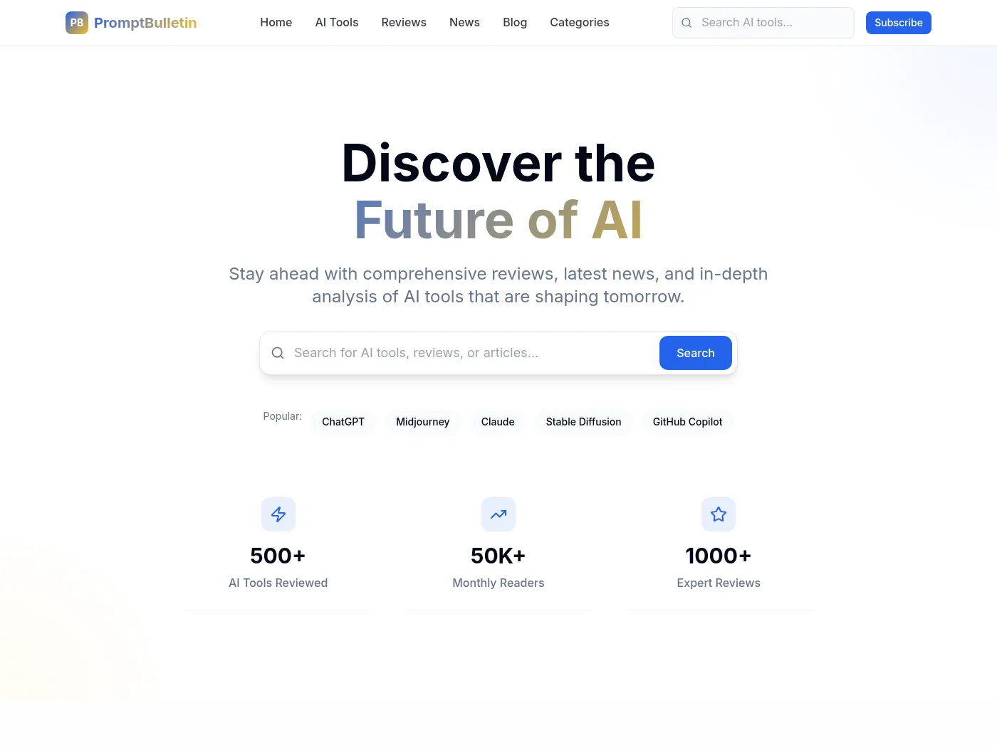 PromptBulletin AI Blog & Review Platform