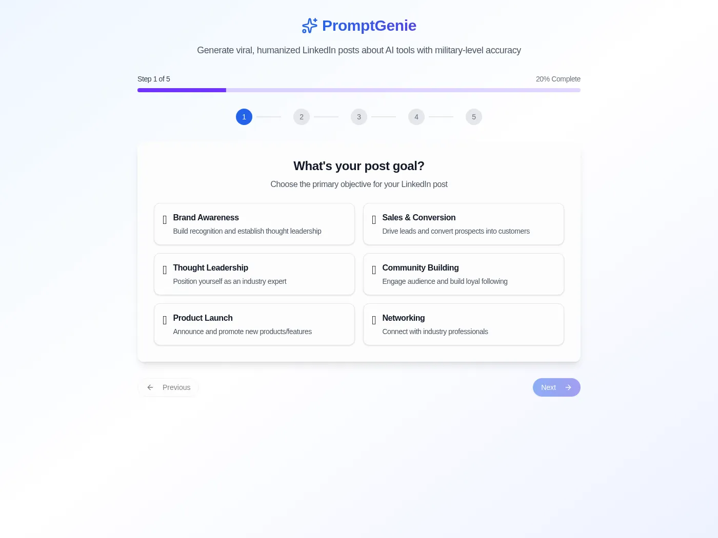 PromptGenie: Advanced LinkedIn AI Post Generator