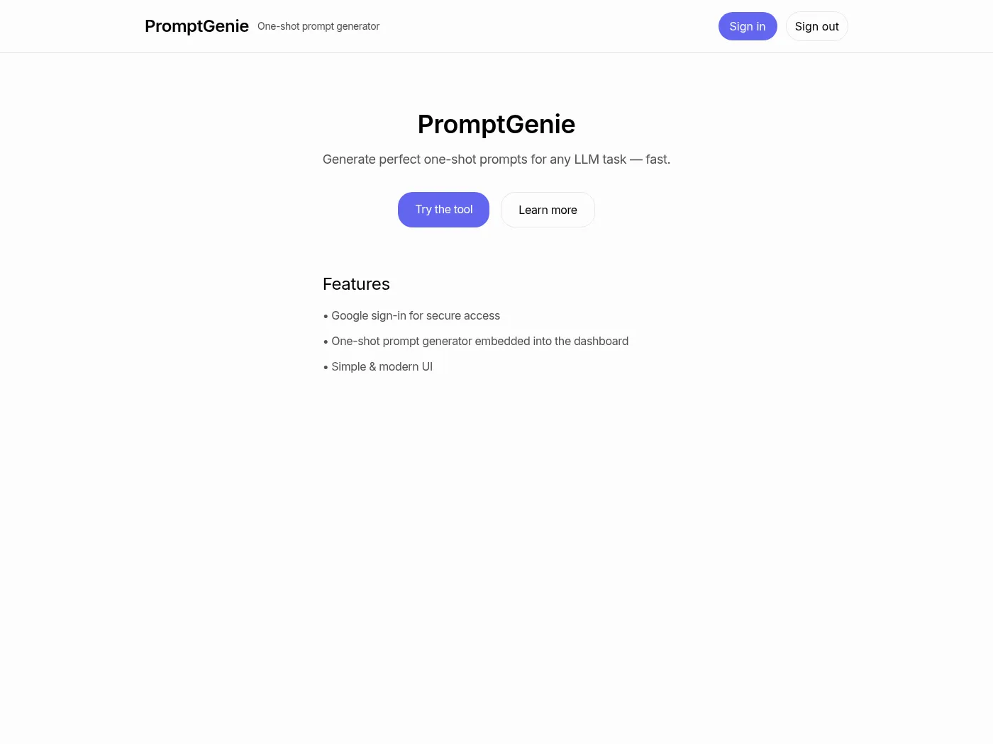 PromptGenie: SaaS Platform for One-Shot LLM Prompt Generation