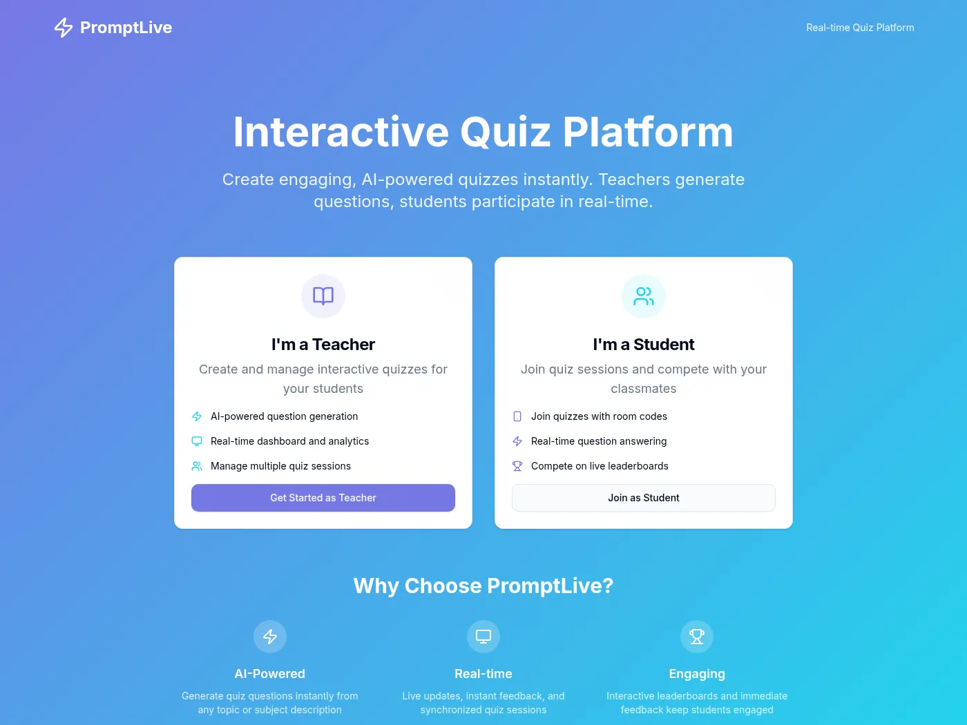 PromptLive Quiz Platform