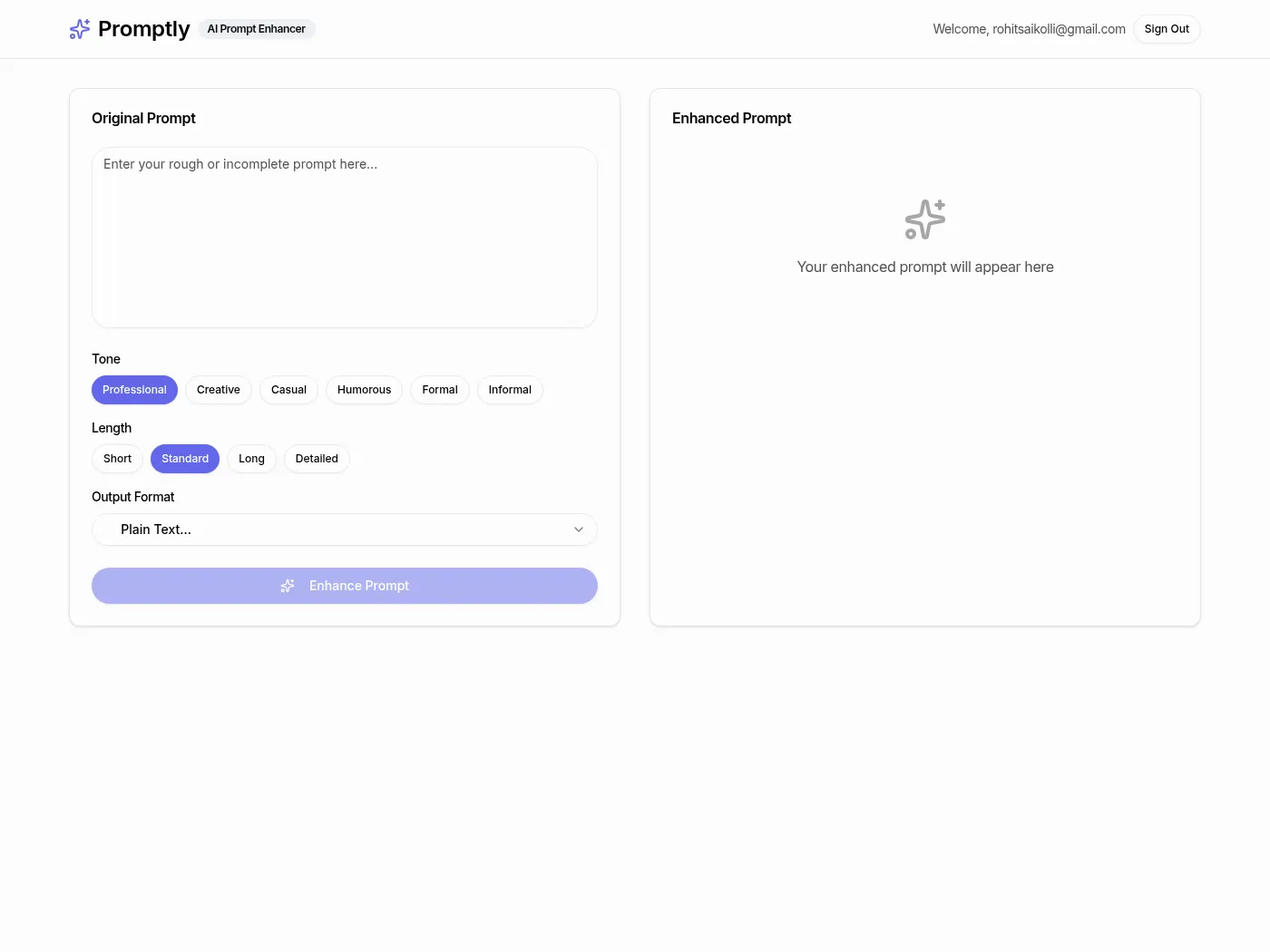 Promptly - AI Prompt Enhancer