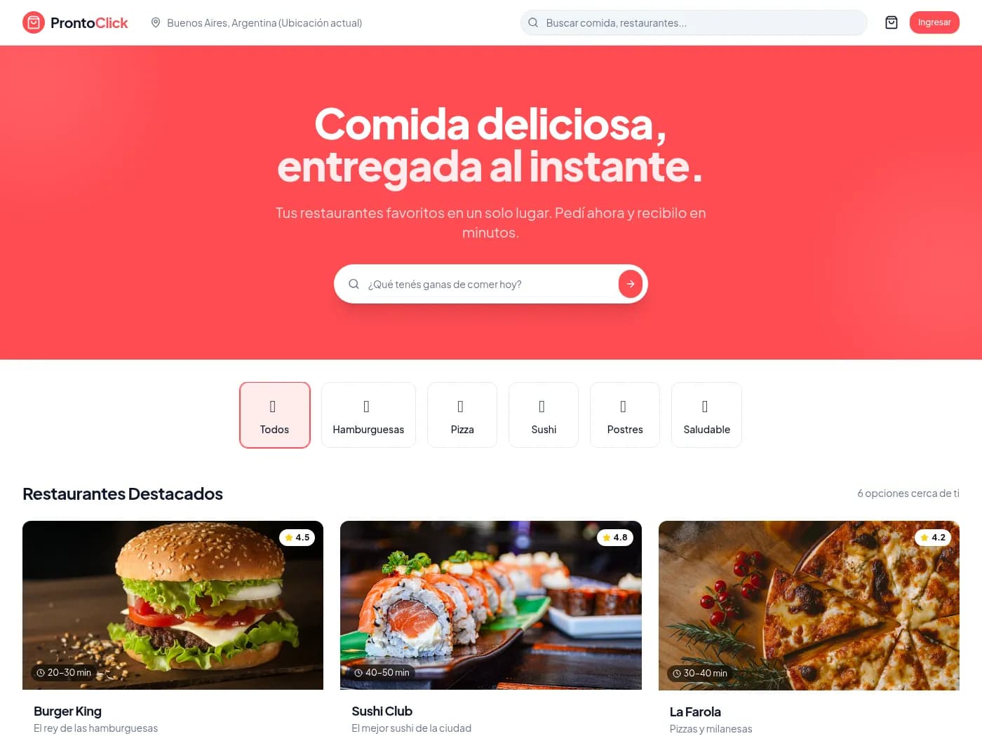 Pronto Click - Plataforma Web de Delivery Ágil y Moderna