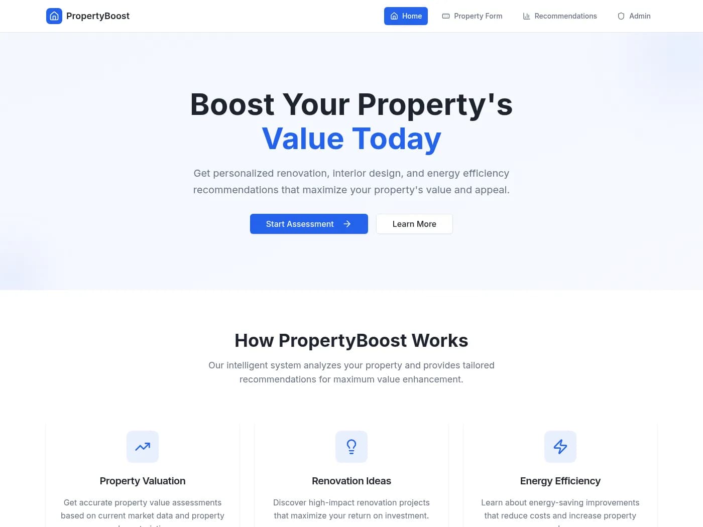 Property Value Enhancement Web Application