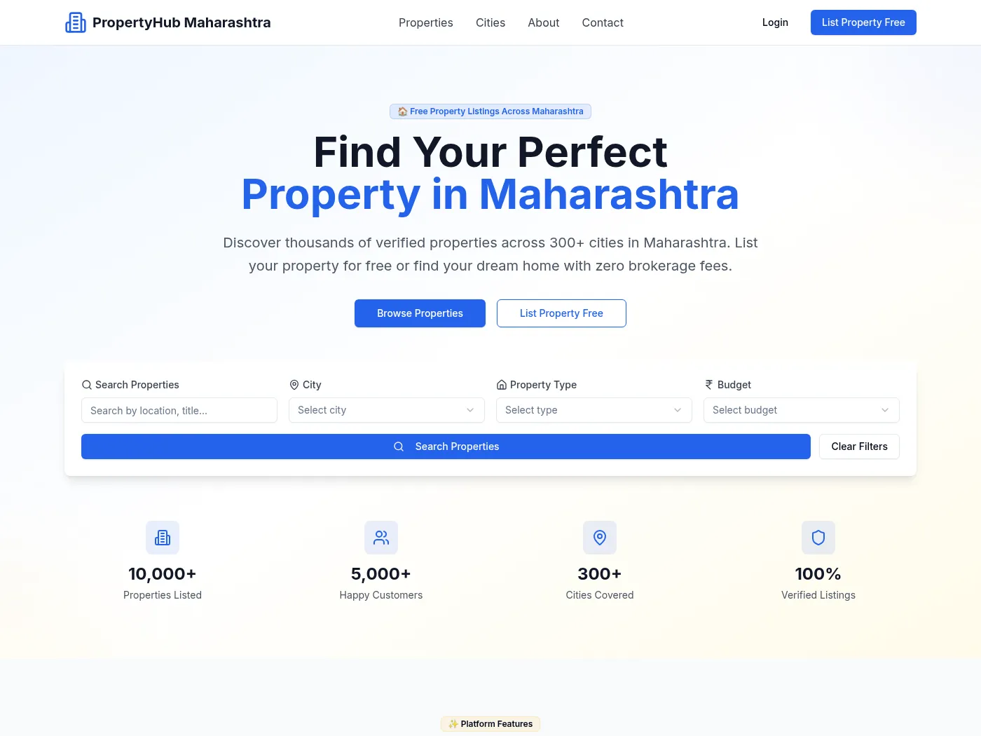 PropertyHub Maharashtra – Real Estate Platform MVP
