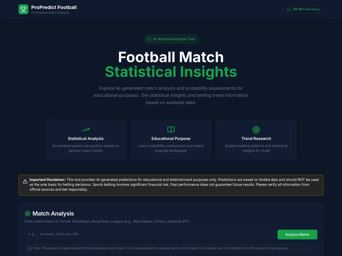 ProPredict Football – AI-Powered Match Analysis & Betting Recommendations